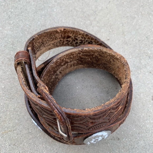 Accessories | Vintage Handmade Western Brown Leather Boho Belt | Poshmark